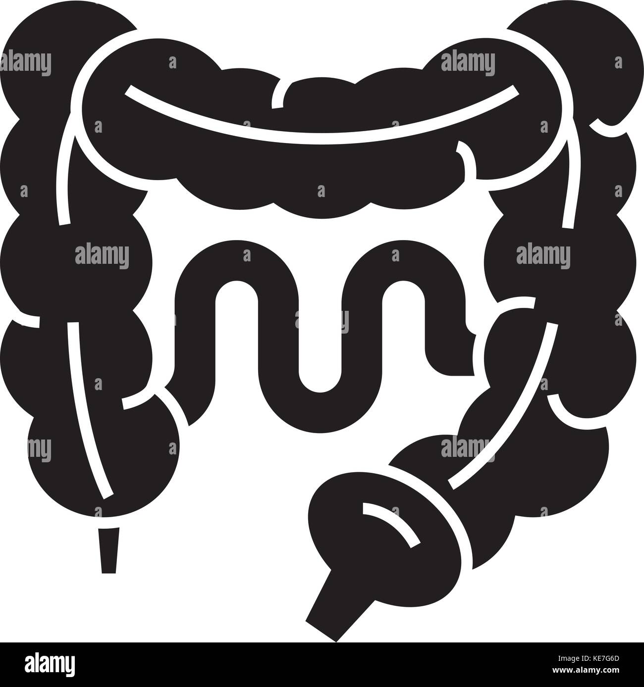 Darm Symbol, Vector Illustration, schwarze Zeichen auf isolierten ...