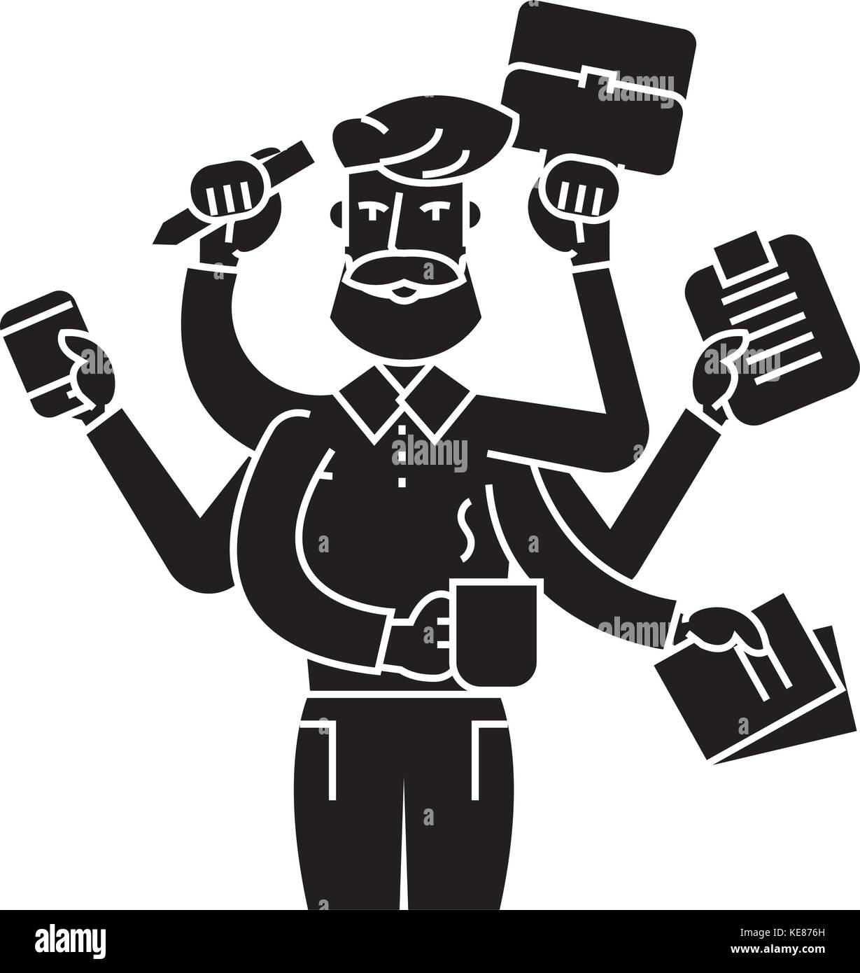 Multitasking Geschäftsmann Symbol, Vector Illustration, schwarze ...