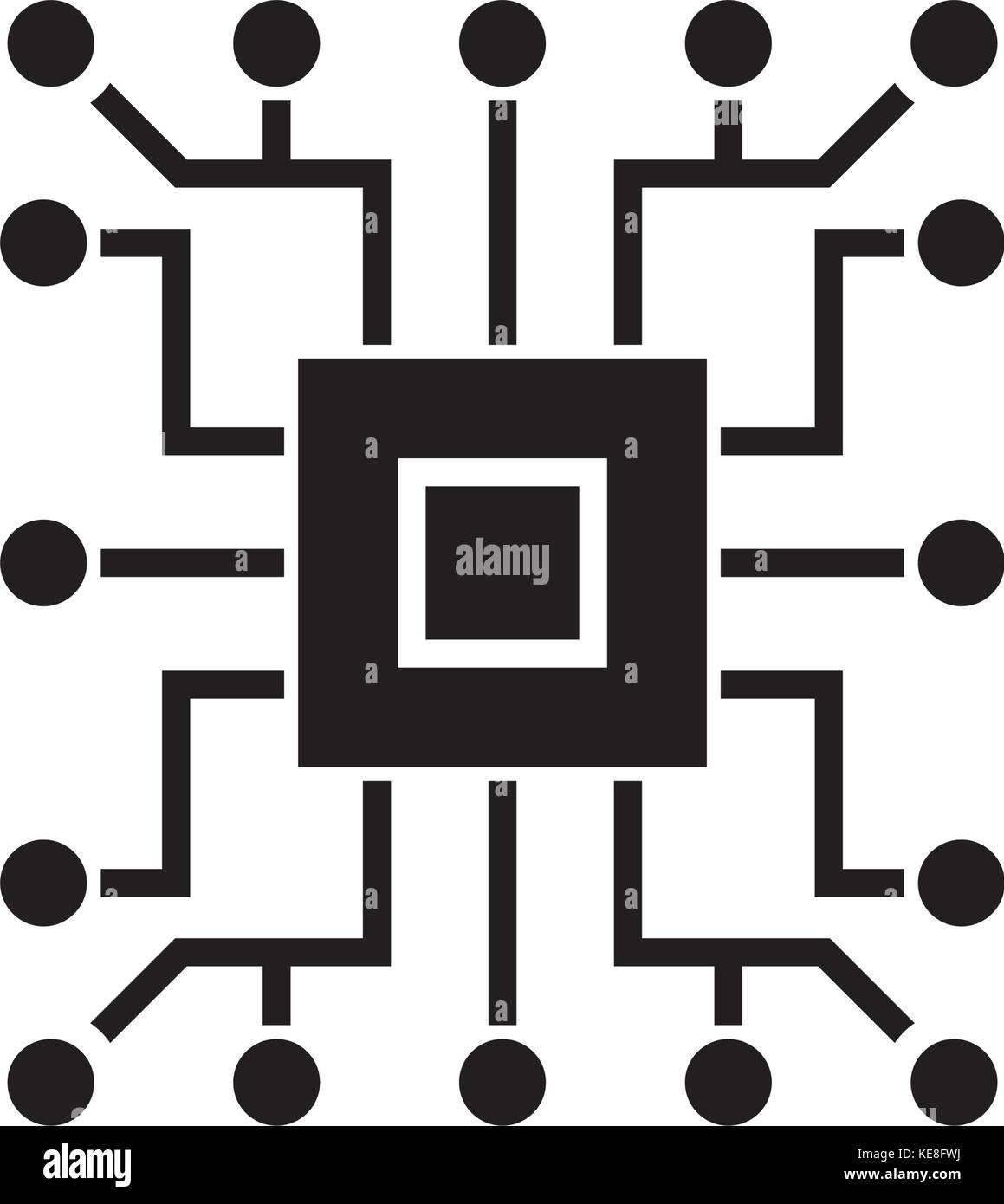 Informatik- Symbol, Vector Illustration, schwarze Zeichen auf ...