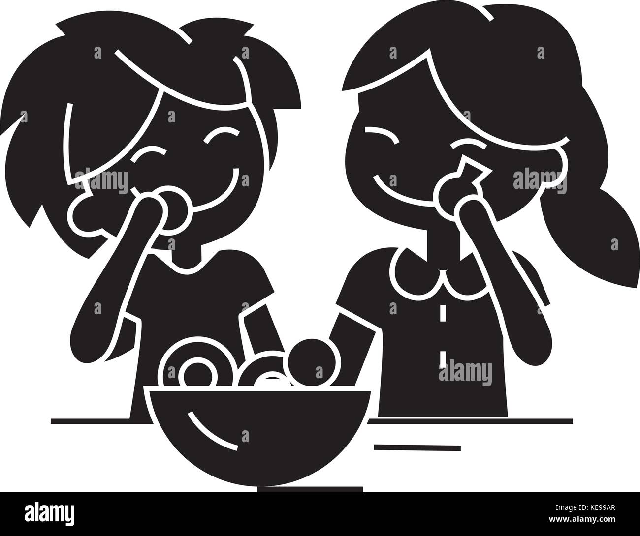 Kinder essen Süßigkeiten Symbol, Vector Illustration, Zeichen auf ...