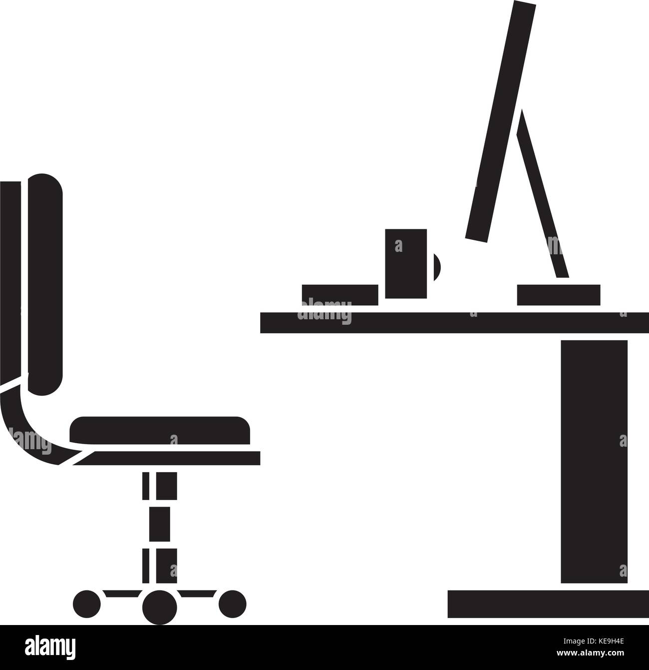 Tisch, Schreibtisch mit Computer das Symbol Seitenansicht, Vector ...