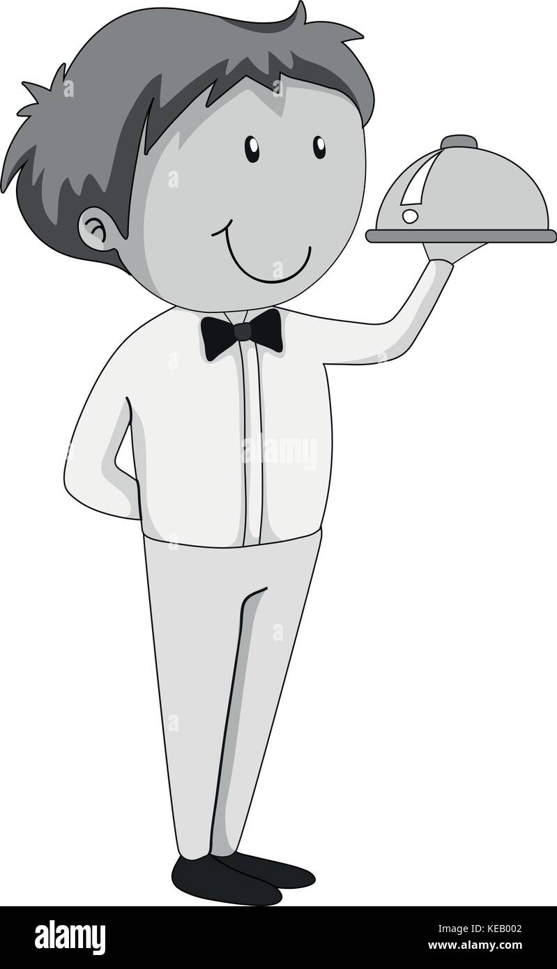 Bis Kellner mit einem Tablett mit Essen Stock-Vektorgrafik - Alamy