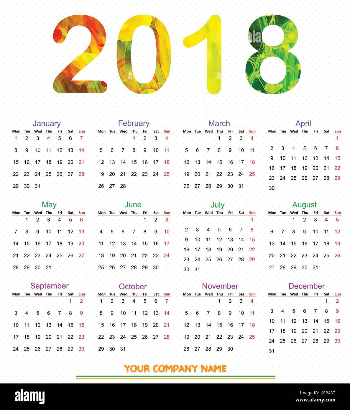 2018 calendar simple vector calendar -Fotos und -Bildmaterial in hoher ...