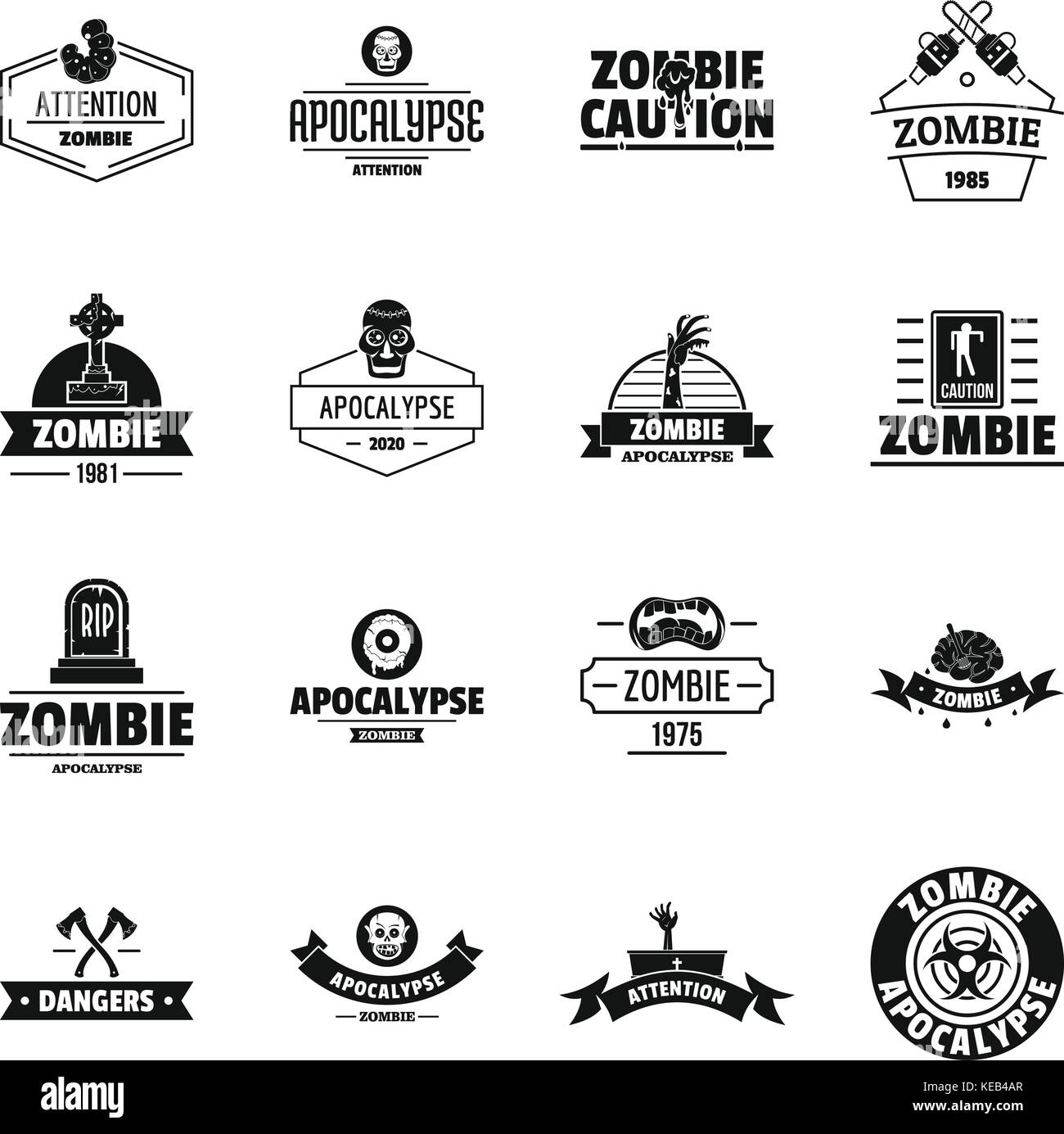 Zombie logo Symbole gesetzt, einfachen Stil Stock-Vektorgrafik - Alamy