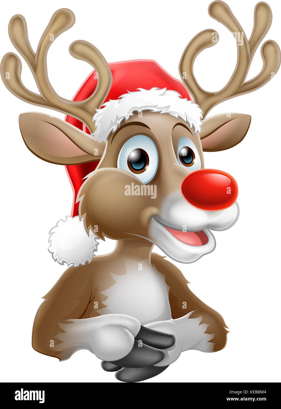 Cartoon Rentier Mit Weihnachtsmütze Stock-Vektorgrafik - Alamy