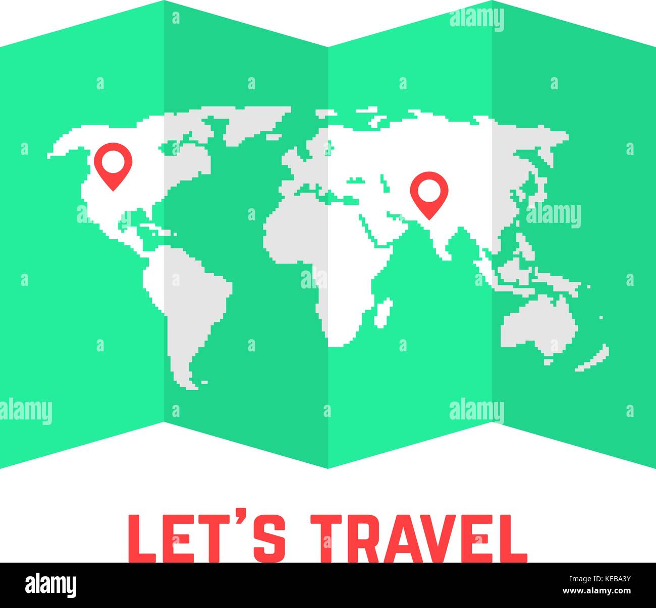 Green Road Map mit Welt Bild Stock-Vektorgrafik - Alamy