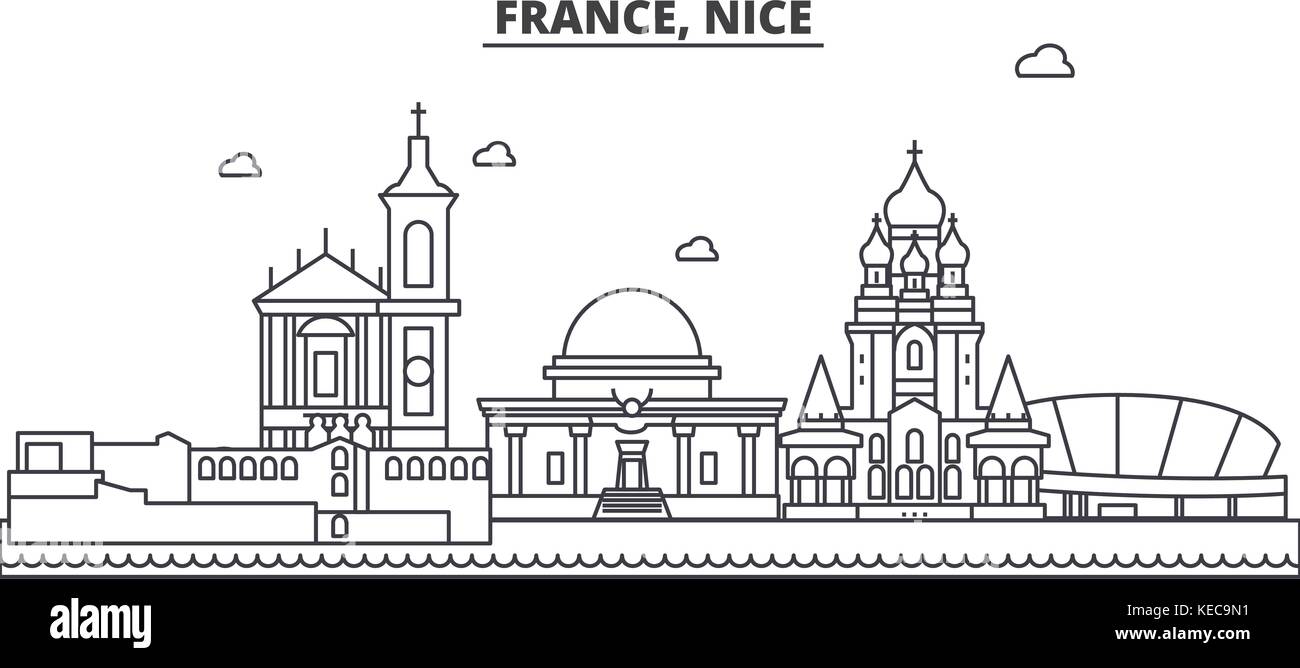 Frankreich, schöne Architektur Linie skyline Abbildung. linear vector ... Frankreich, schöne Architektur Linie skyline Abbildung. linear vector ...
