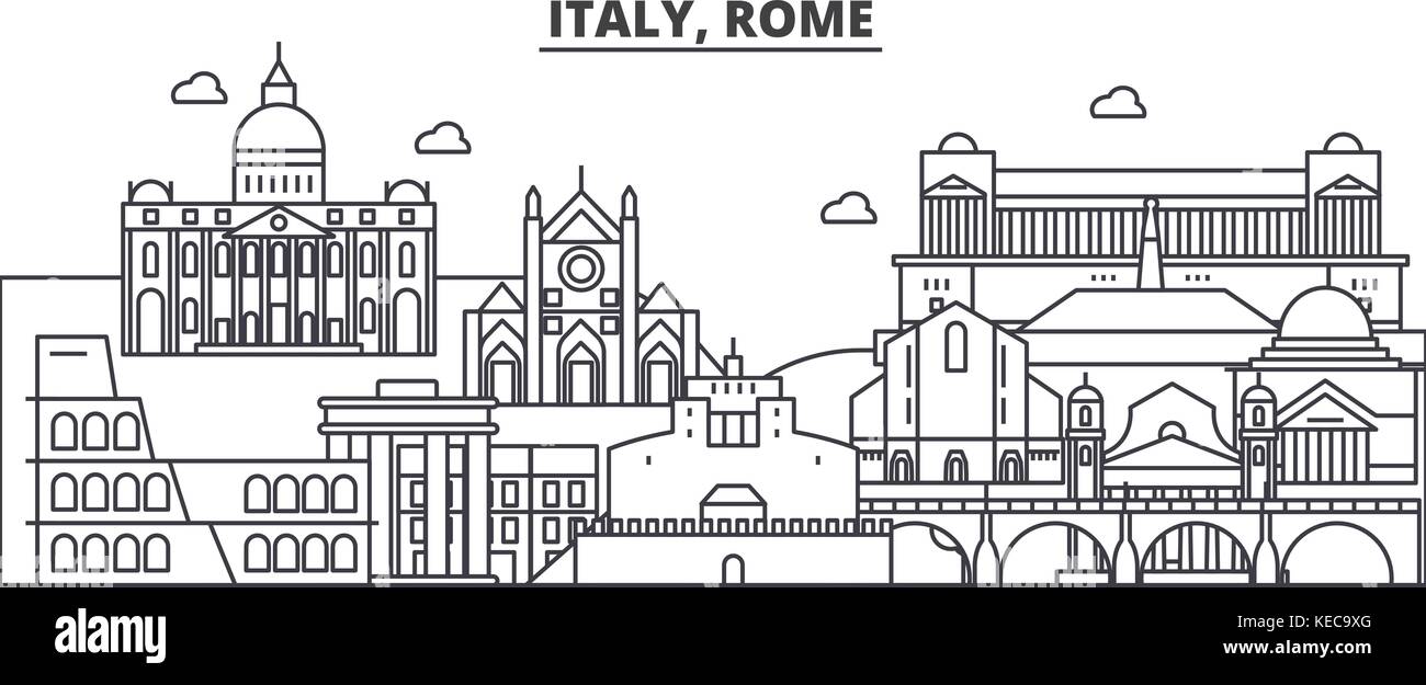 Italien, Rom Architektur Linie skyline Abbildung. linear vector ... Italien, Rom Architektur Linie skyline Abbildung. linear vector ...