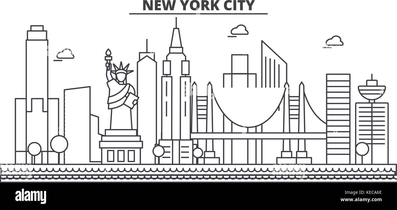 New York, new york city Architektur Linie skyline Abbildung. linear ... New York, new york city Architektur Linie skyline Abbildung. linear ...