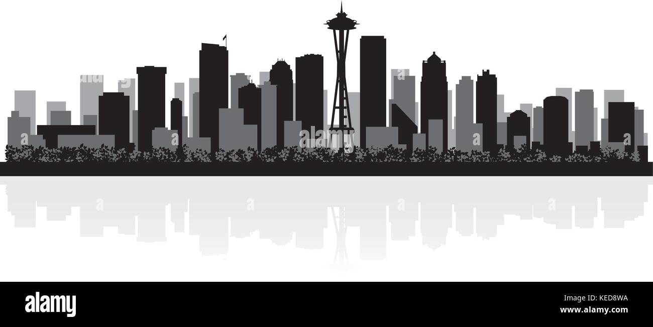 Seattle USA Stadt Skyline Silhouette Vektor-illustration Stock ...