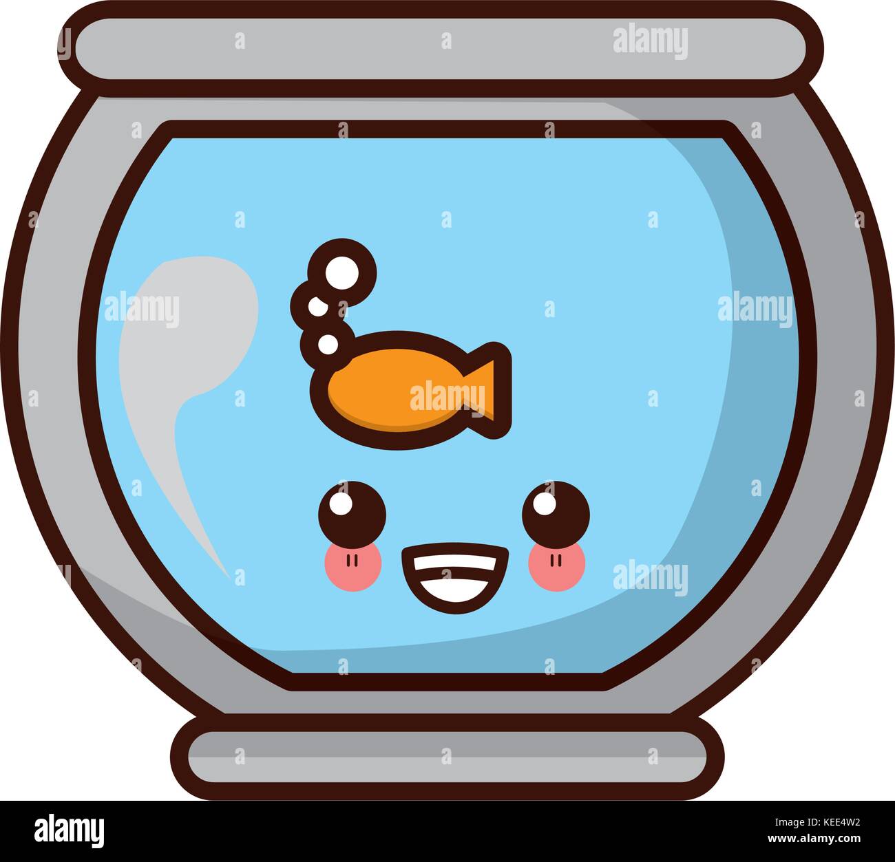 Fisch in der Schüssel kawaii cute Cartoon Stock-Vektorgrafik - Alamy