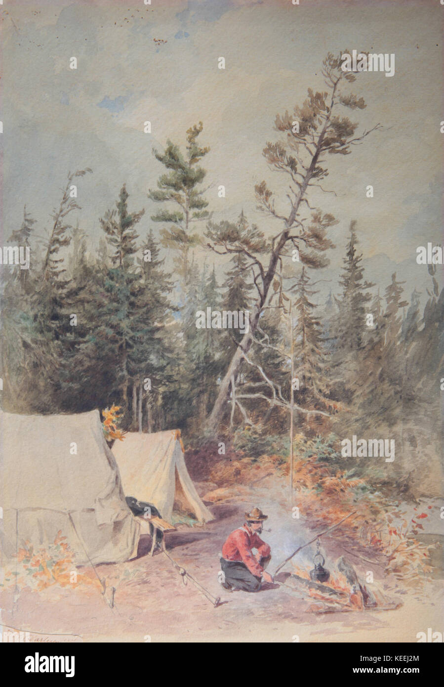 Aquarell Camp des Schiefen Kiefer durch F.O.C. Darley Stockfotografie ...