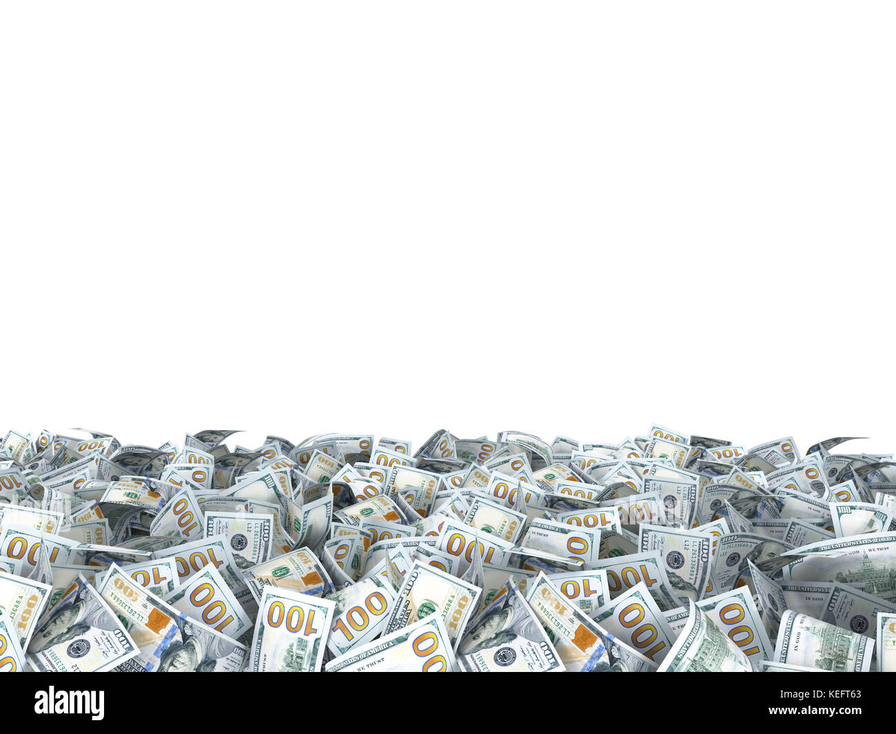 Neue us-Dollar Scheine auf den Boden isoliert auf weißem ...