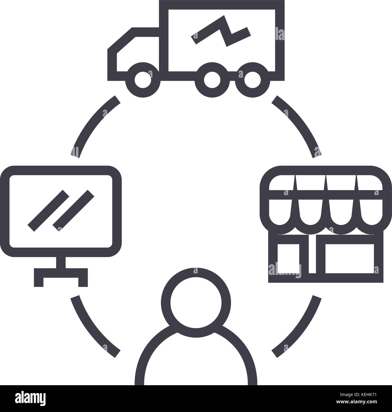 Dropshipping, drop Ship, Logistik vektor Symbol Leitung, Zeichen ...