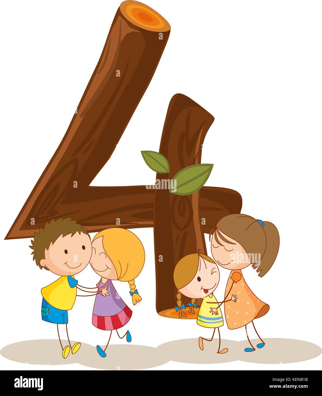 Kinder rund um die Zahl 4 Stock-Vektorgrafik - Alamy