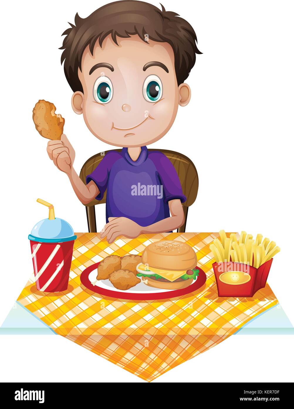 Boy Breakfast Cartoon Illustration Stockfotos & Boy Breakfast Cartoon ...