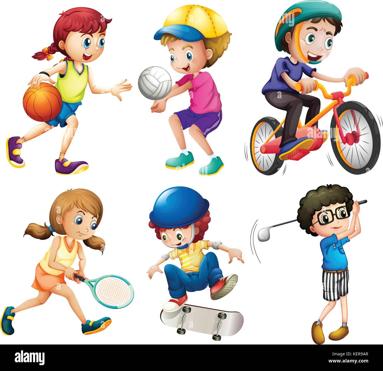 Abbildung: Kinder Sport spielen Stock-Vektorgrafik - Alamy