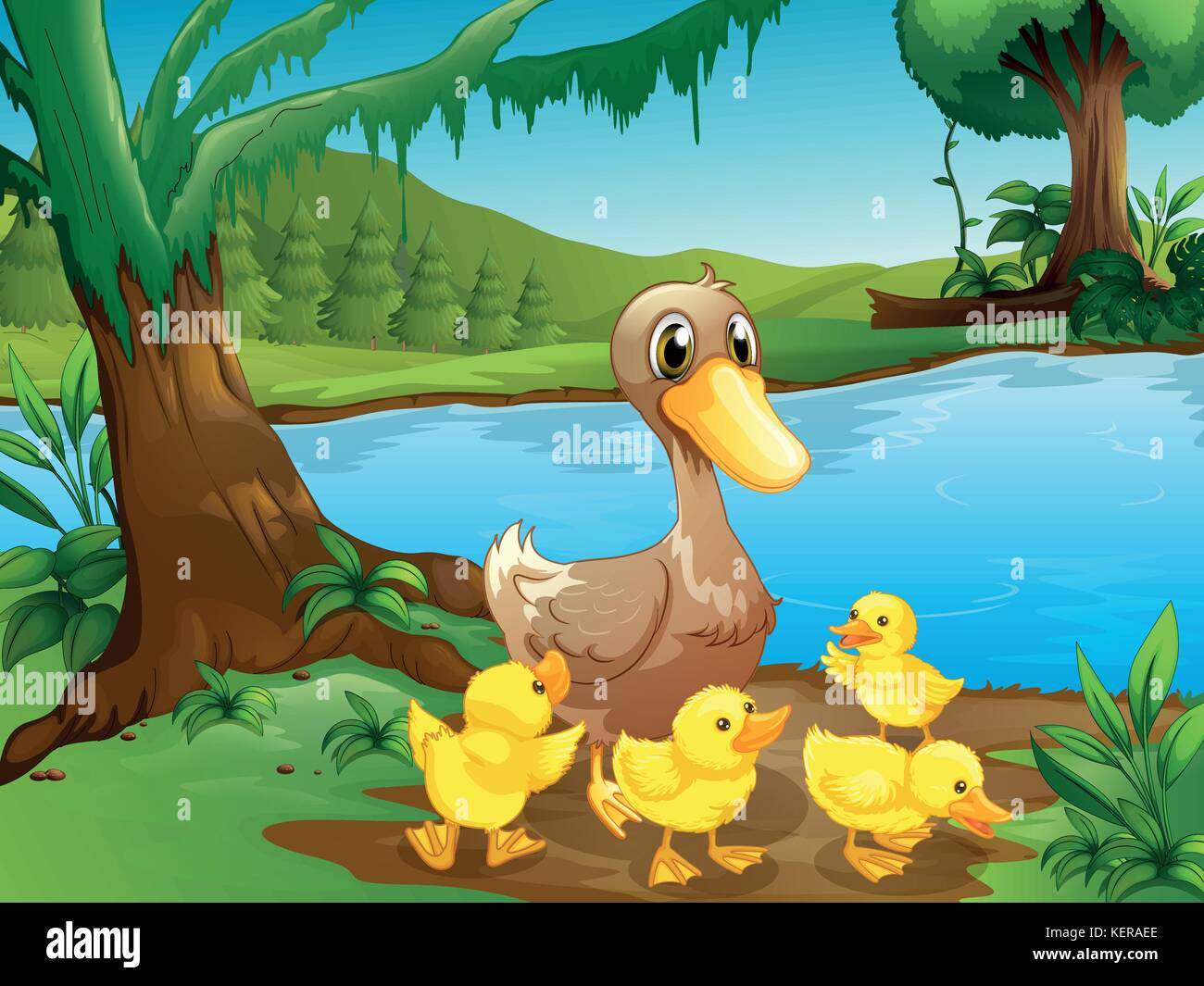 Babys und mutter ente Stock-Vektorgrafiken kaufen - Alamy