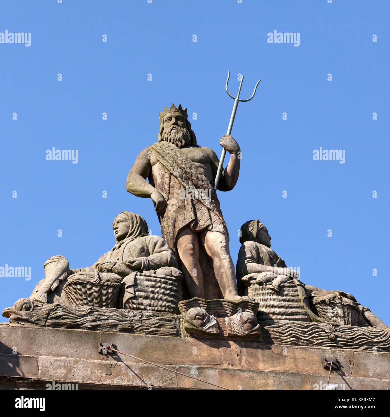 Nepture Statue an der Spitze des alten Fischmarkt in Newcastle-upon ...