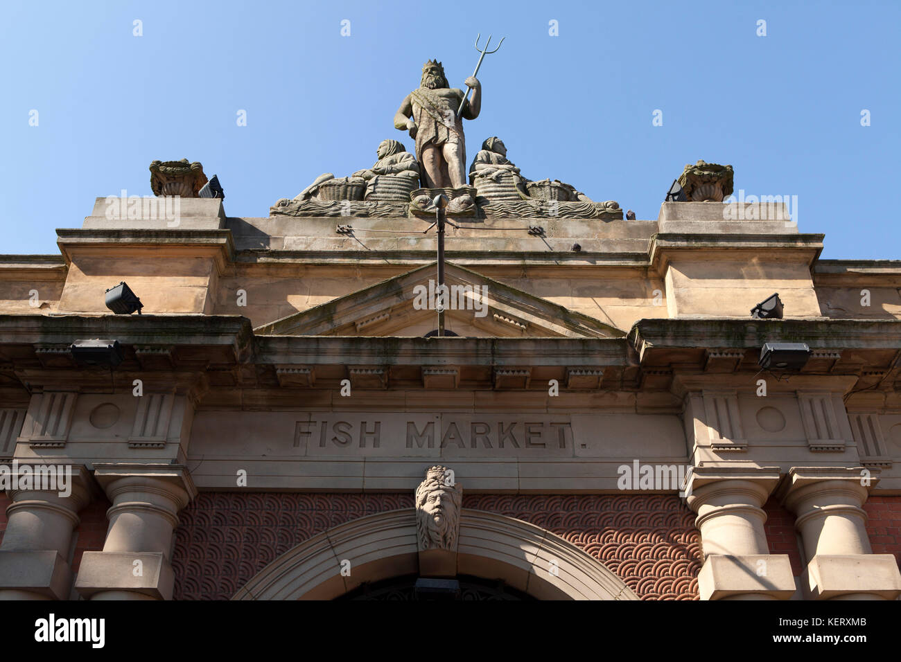 Nepture Statue an der Spitze des alten Fischmarkt in Newcastle-upon ...