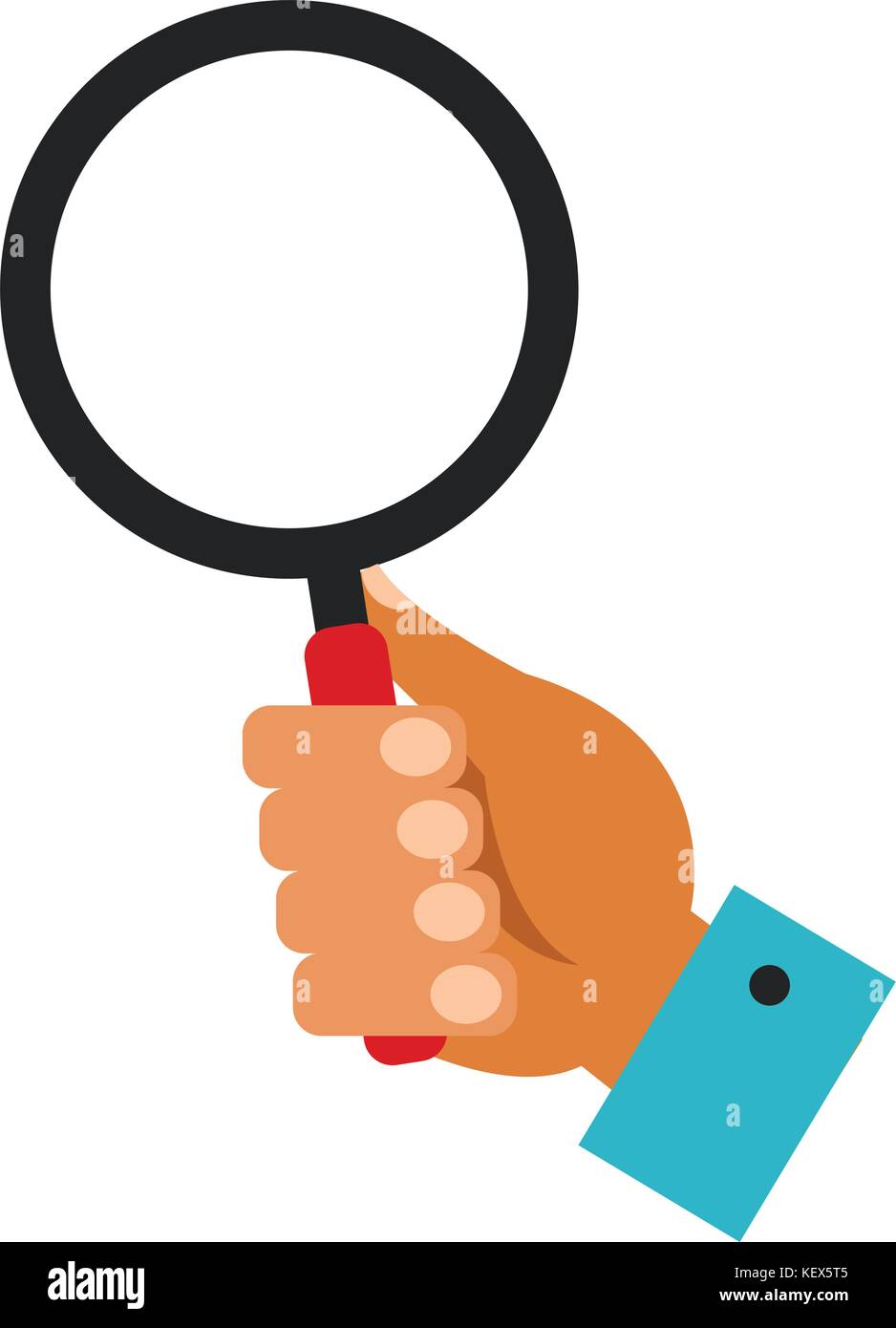 Hand mit Lupe cartoon Flachbild Vector Illustration Konzept auf ...