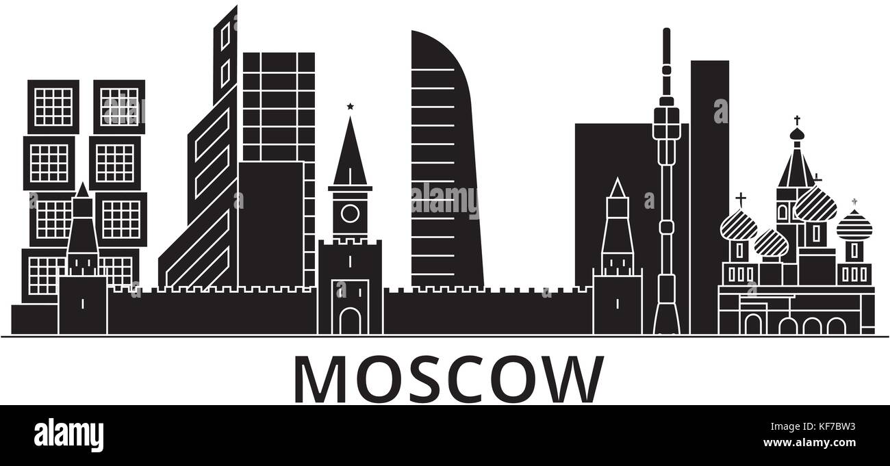 Moskauer Architektur vektor Skyline der Stadt, Reisen Stadtbild mit ...