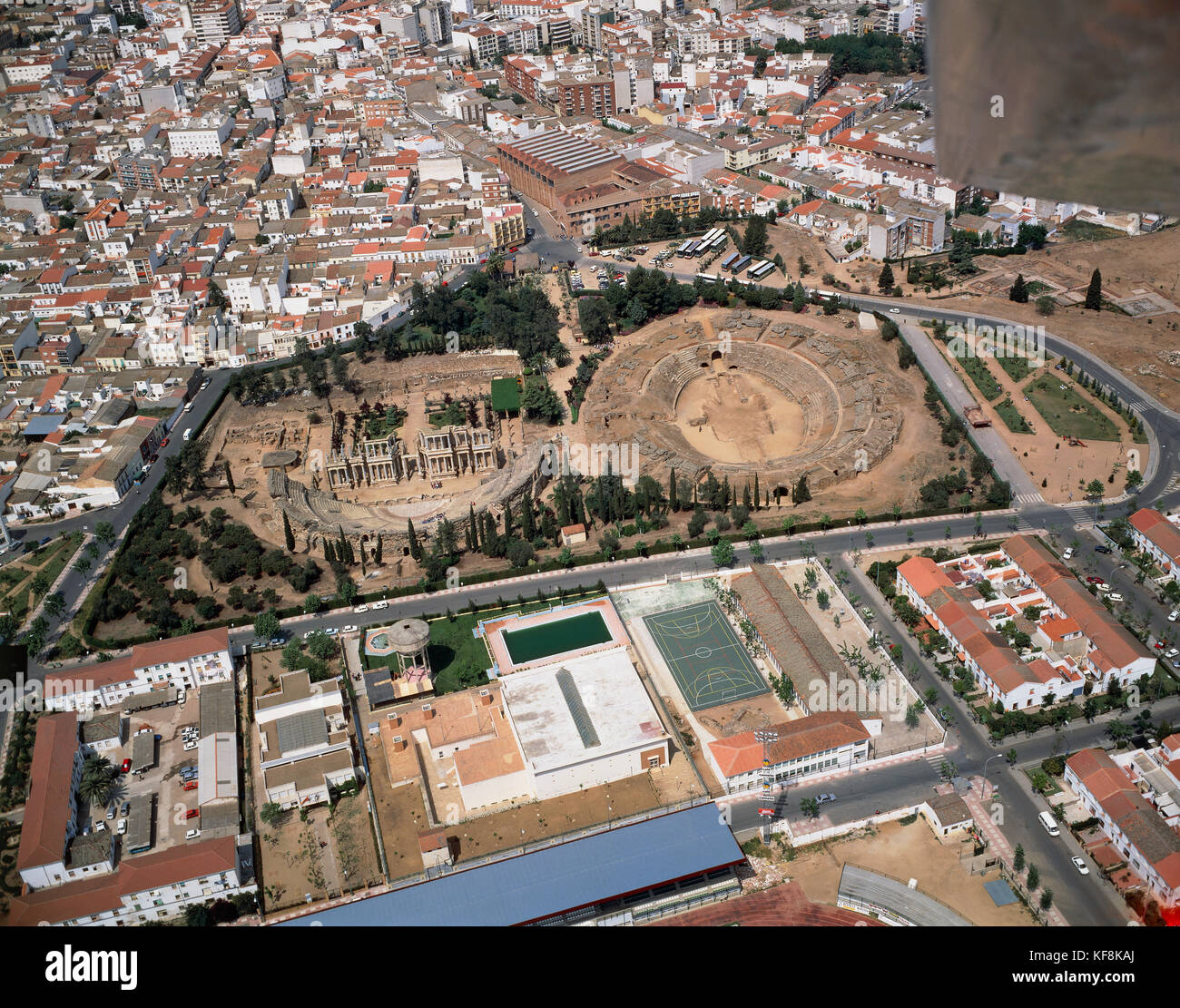 Spain Extremadura Merida Amphitheatre Aerial Stockfotos & Spain ...