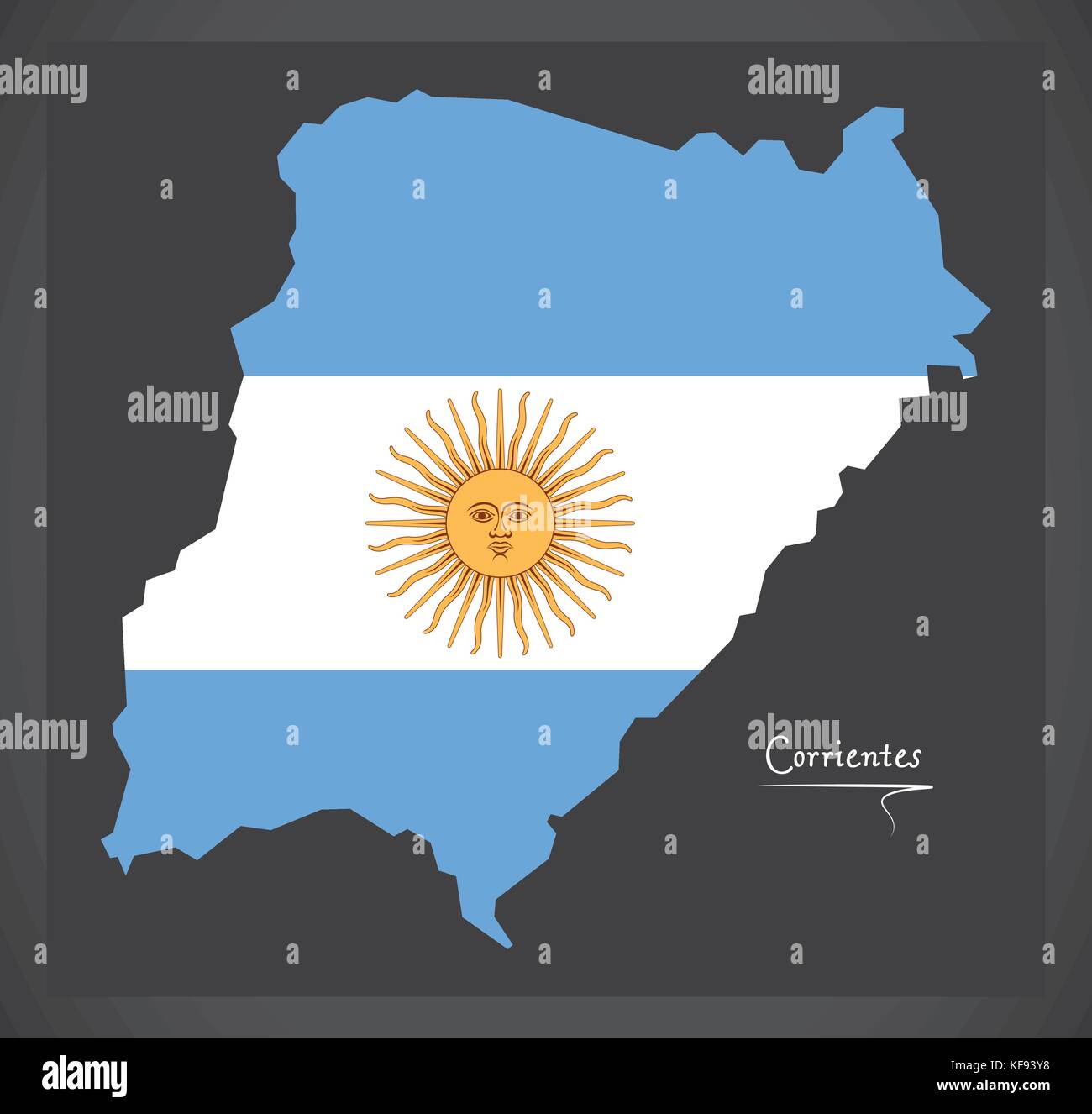 Corrientes Karte von Argentinien mit argentinischer Flagge Abbildung ... Corrientes Karte von Argentinien mit argentinischer Flagge Abbildung ...