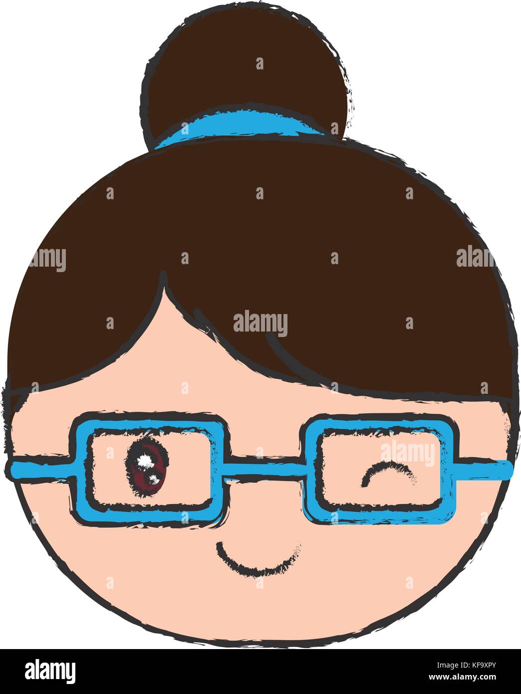 Cartoon Mädchen mit Brille Symbol auf weißem Hintergrund Vector ...