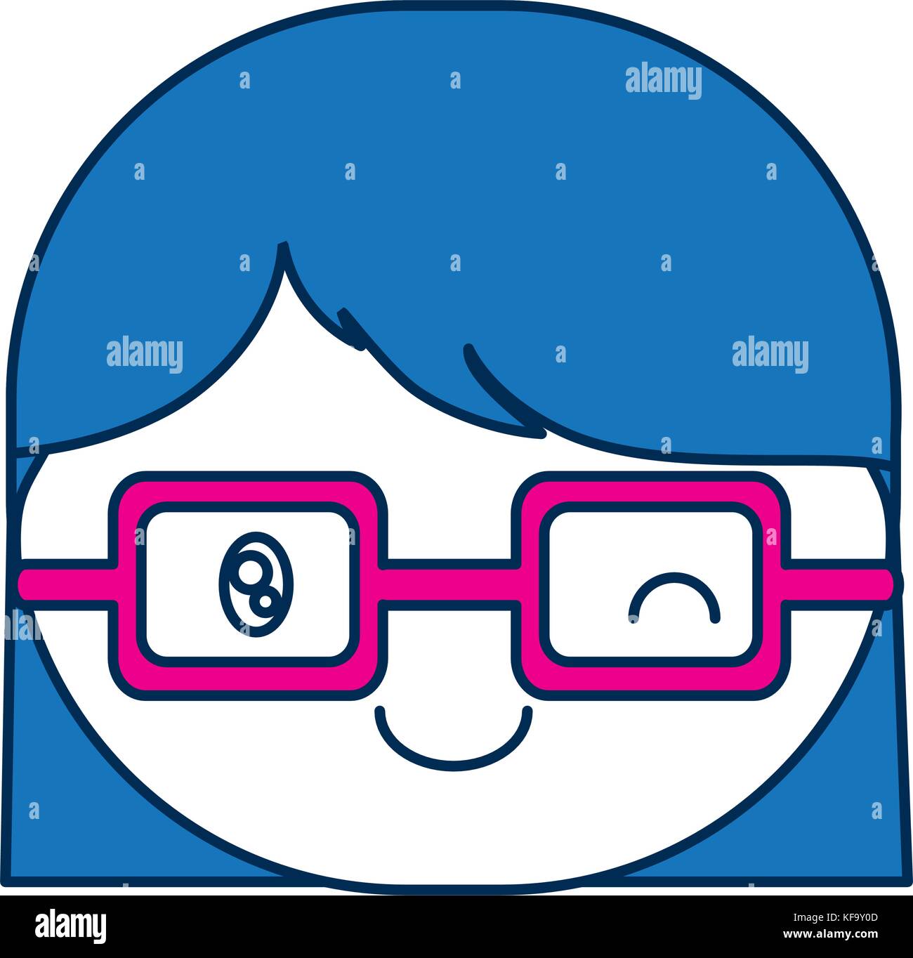 Cartoon Mädchen mit Brille Symbol auf weißem Hintergrund Vector ...