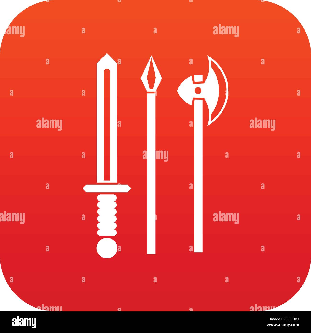 Alte Waffe Schwert, Pick und ax Symbol digital Rot Stock-Vektorgrafik ...