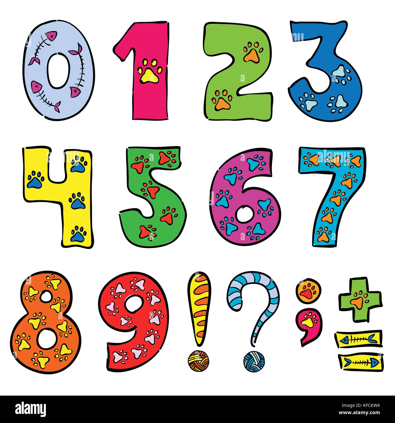 Ziffern und Zeichen lustig eingestellt Stock-Vektorgrafik - Alamy