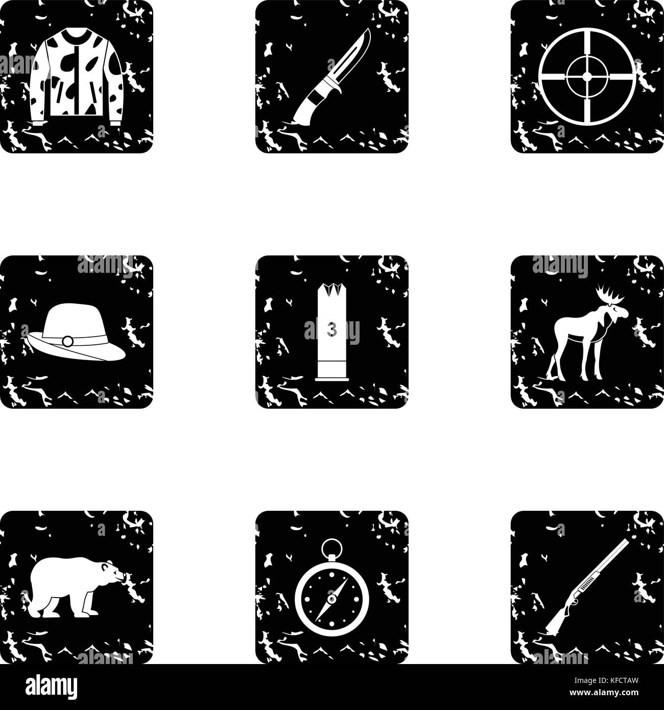Jagd Symbole gesetzt, grunge Stil Stock-Vektorgrafik - Alamy