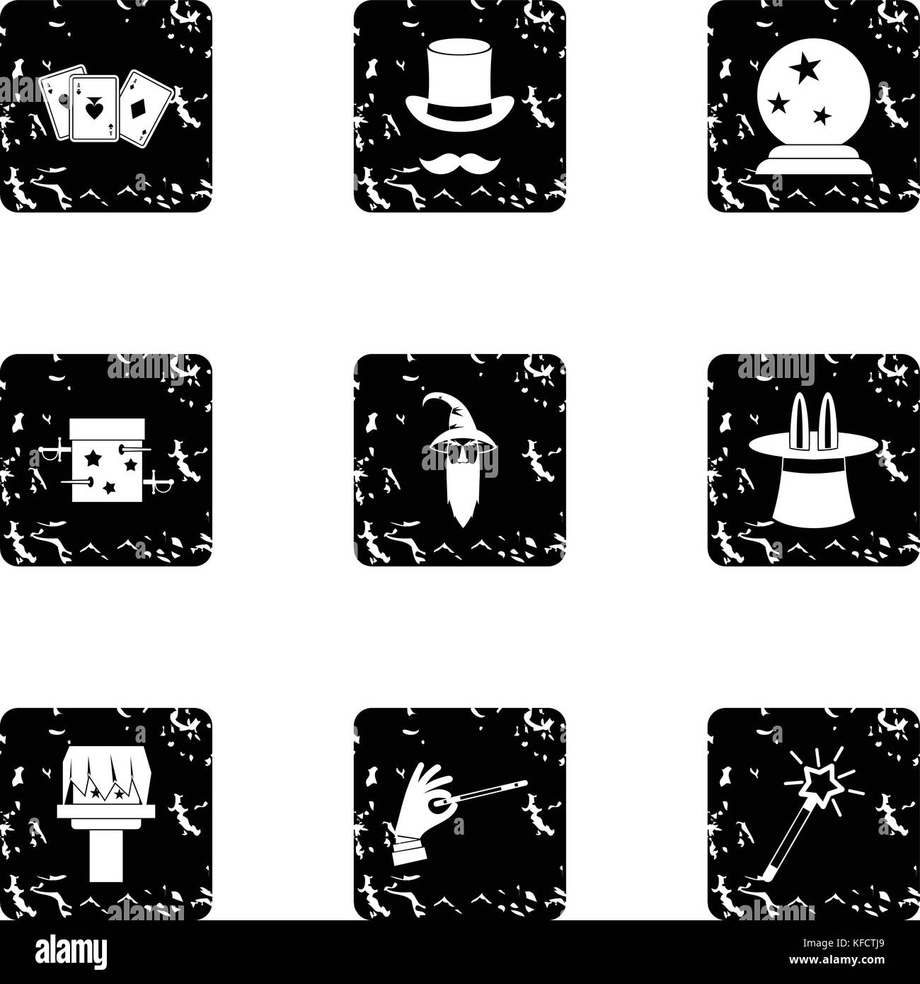 Zauberei Symbole gesetzt, grunge Stil Stock-Vektorgrafik - Alamy