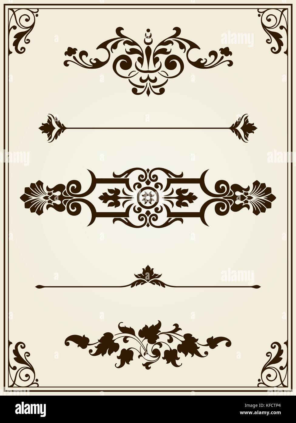 Kalligrafische frame, Banner und Teiler design elemente Schwarz auf ...