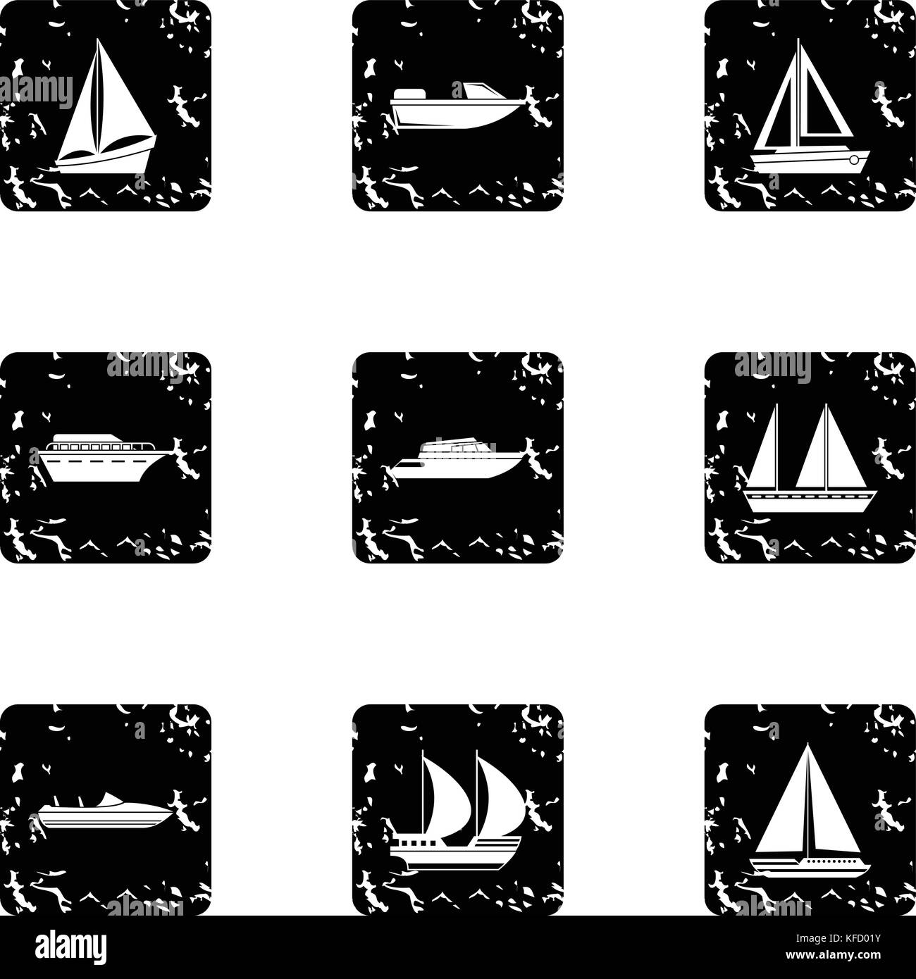 Boot Symbole gesetzt, grunge Stil Stock-Vektorgrafik - Alamy