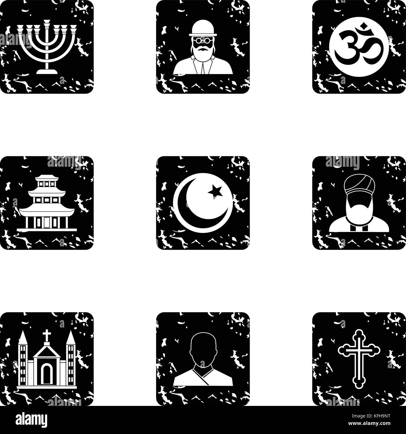 Glaube Symbole gesetzt, grunge Stil Stock-Vektorgrafik - Alamy