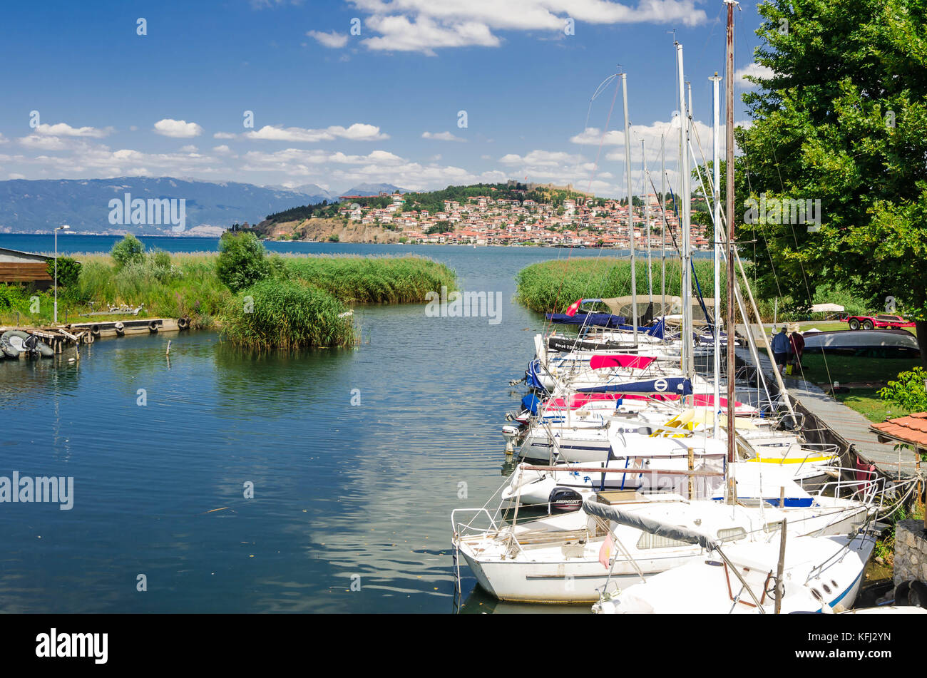 Ohrid See und die Strände rund um den See mit dem Hintergrund Szene von ...