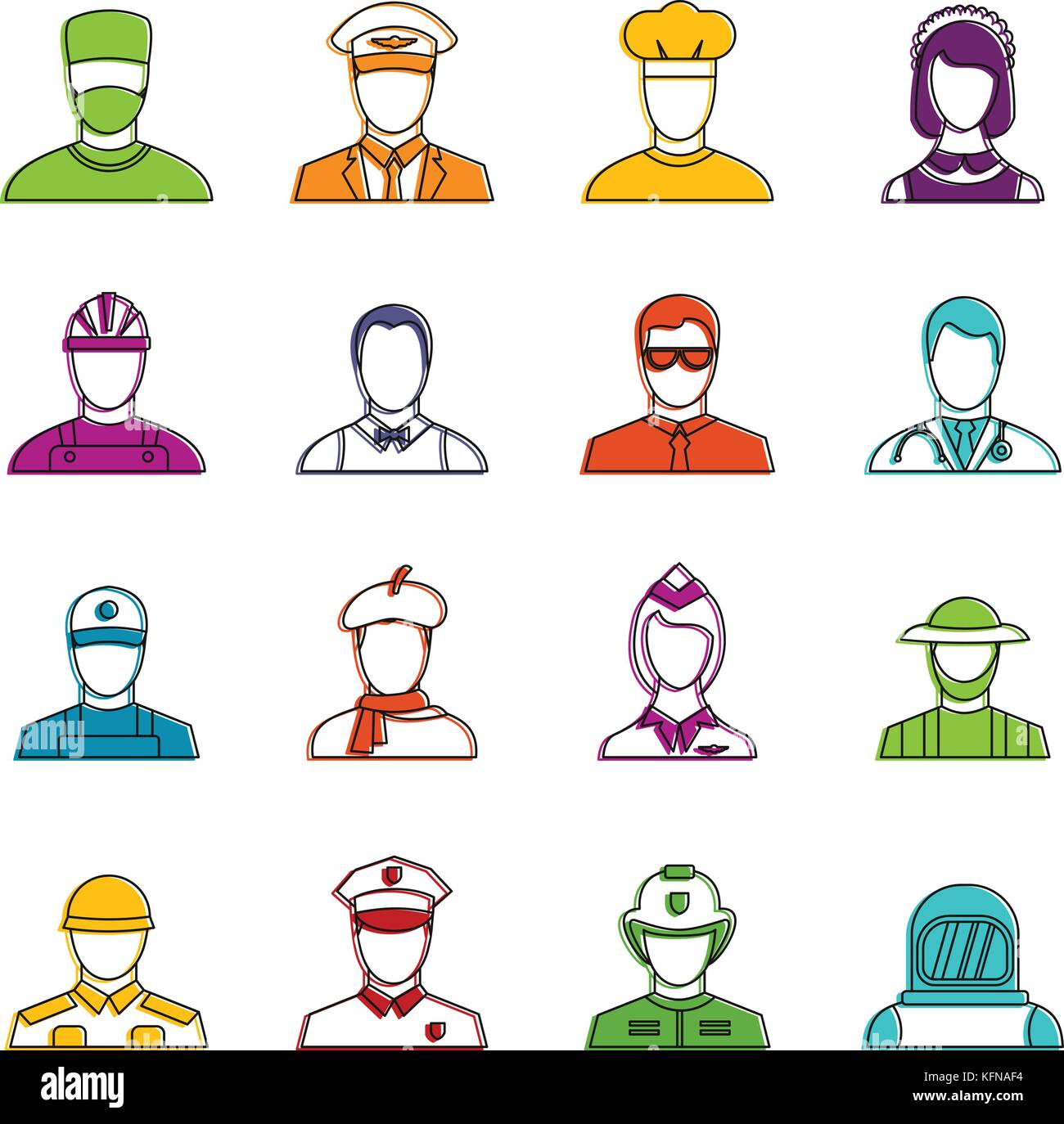 Berufe Symbole Doodle Set Stock-Vektorgrafik - Alamy