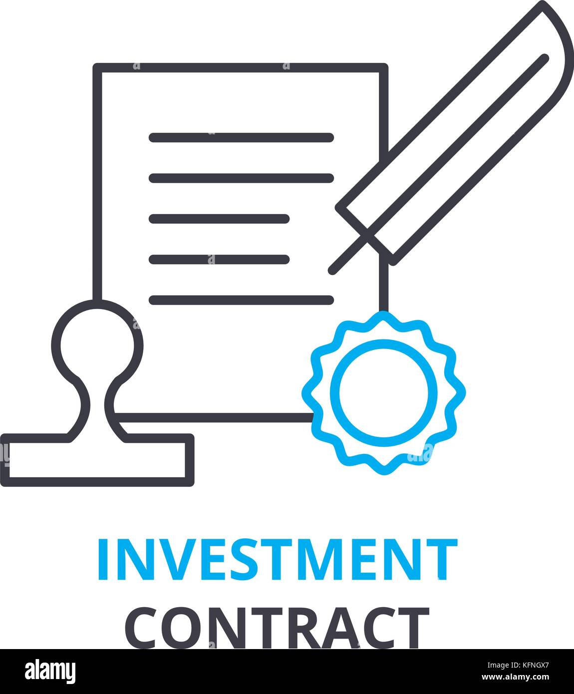 Der Vertrag Konzept, Gliederung Symbol, lineare Zeichen, dünne Linie ...