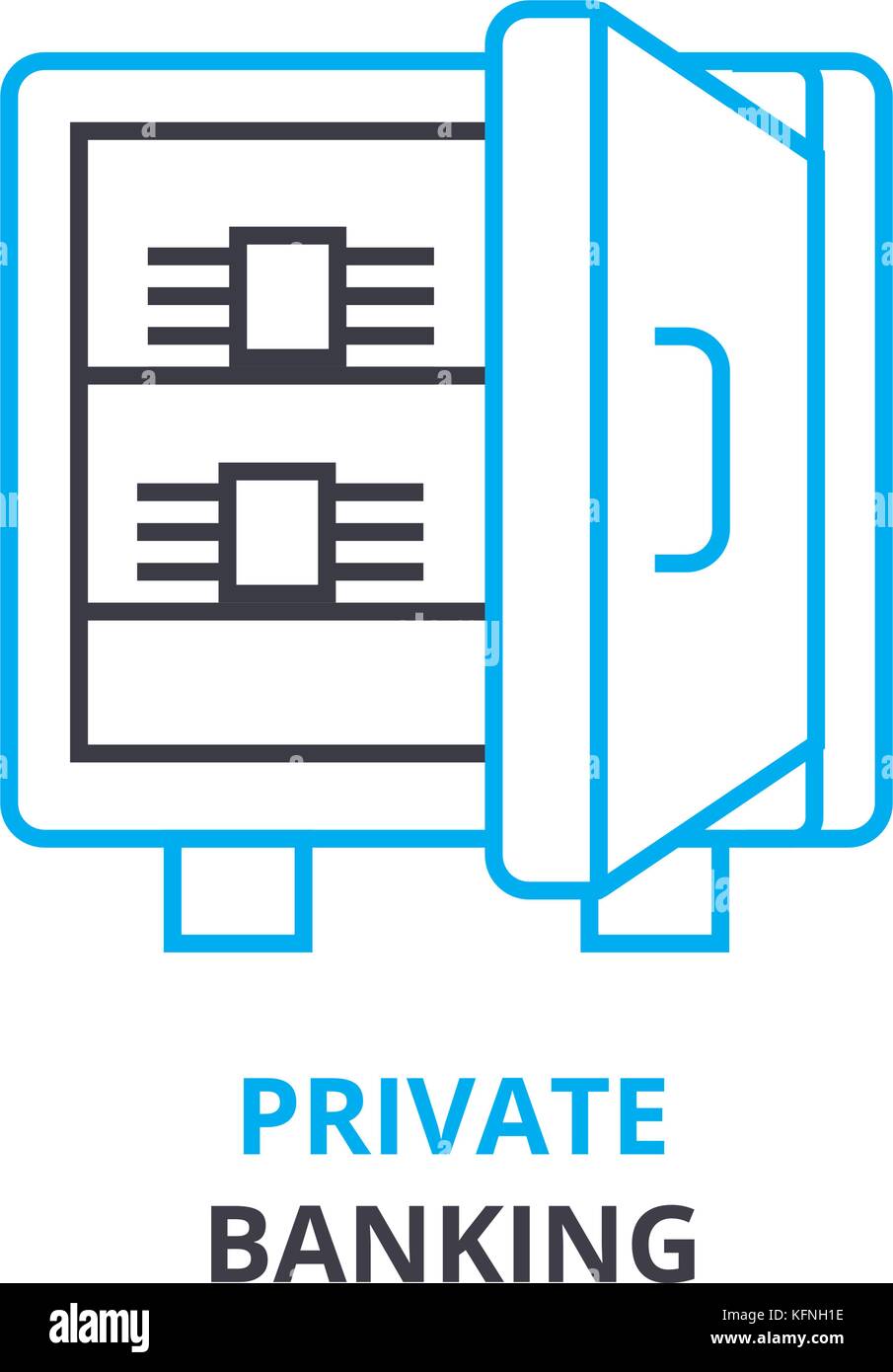 Private Banking Konzept, Gliederung Symbol, lineare Zeichen, dünne ...