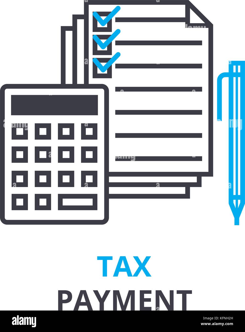 Zahlung der Steuer Konzept, Gliederung Symbol, lineare Zeichen, dünne ...