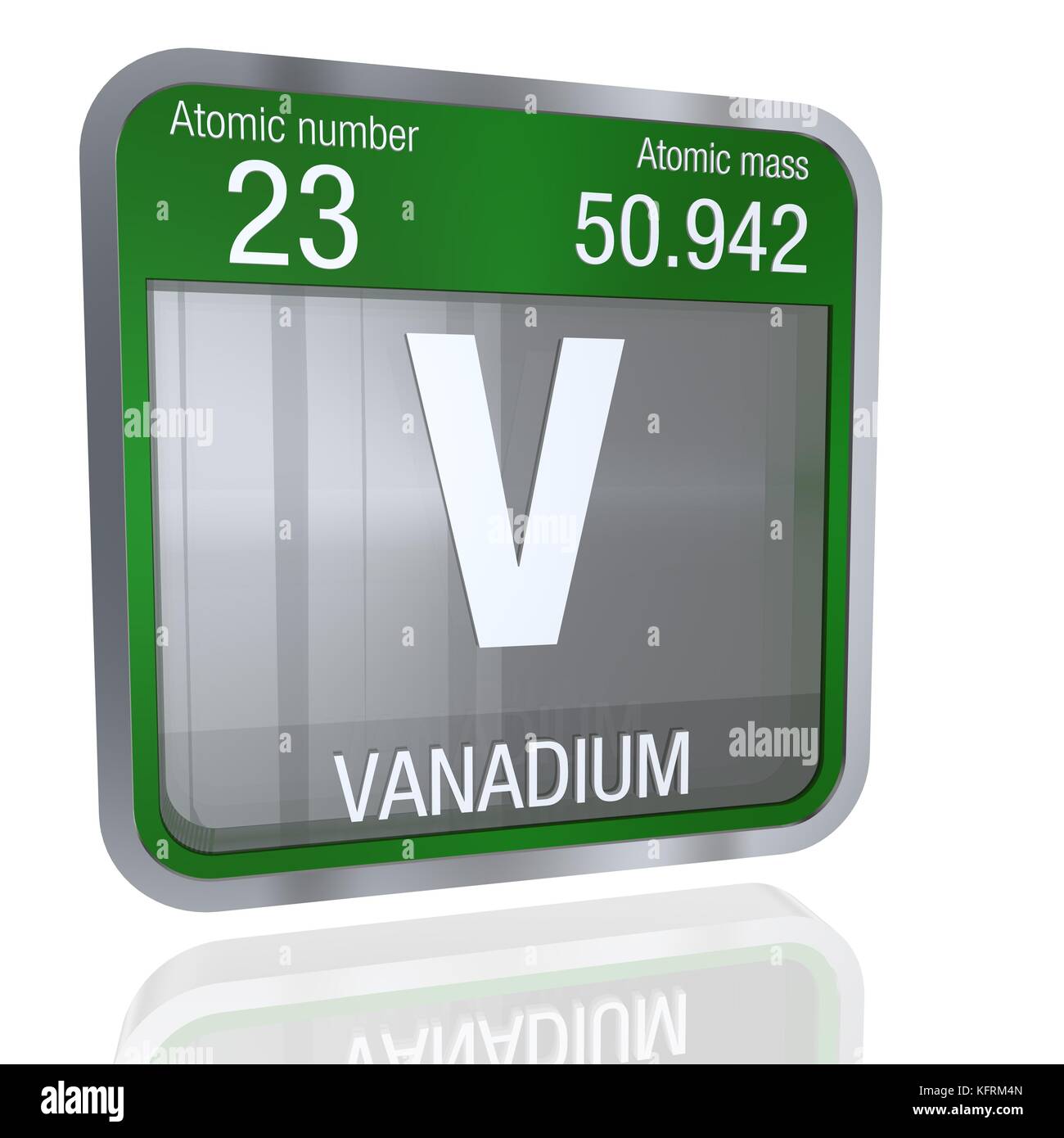 Vanadium-Symbol in quadratischer Form mit metallischem Rand und ...