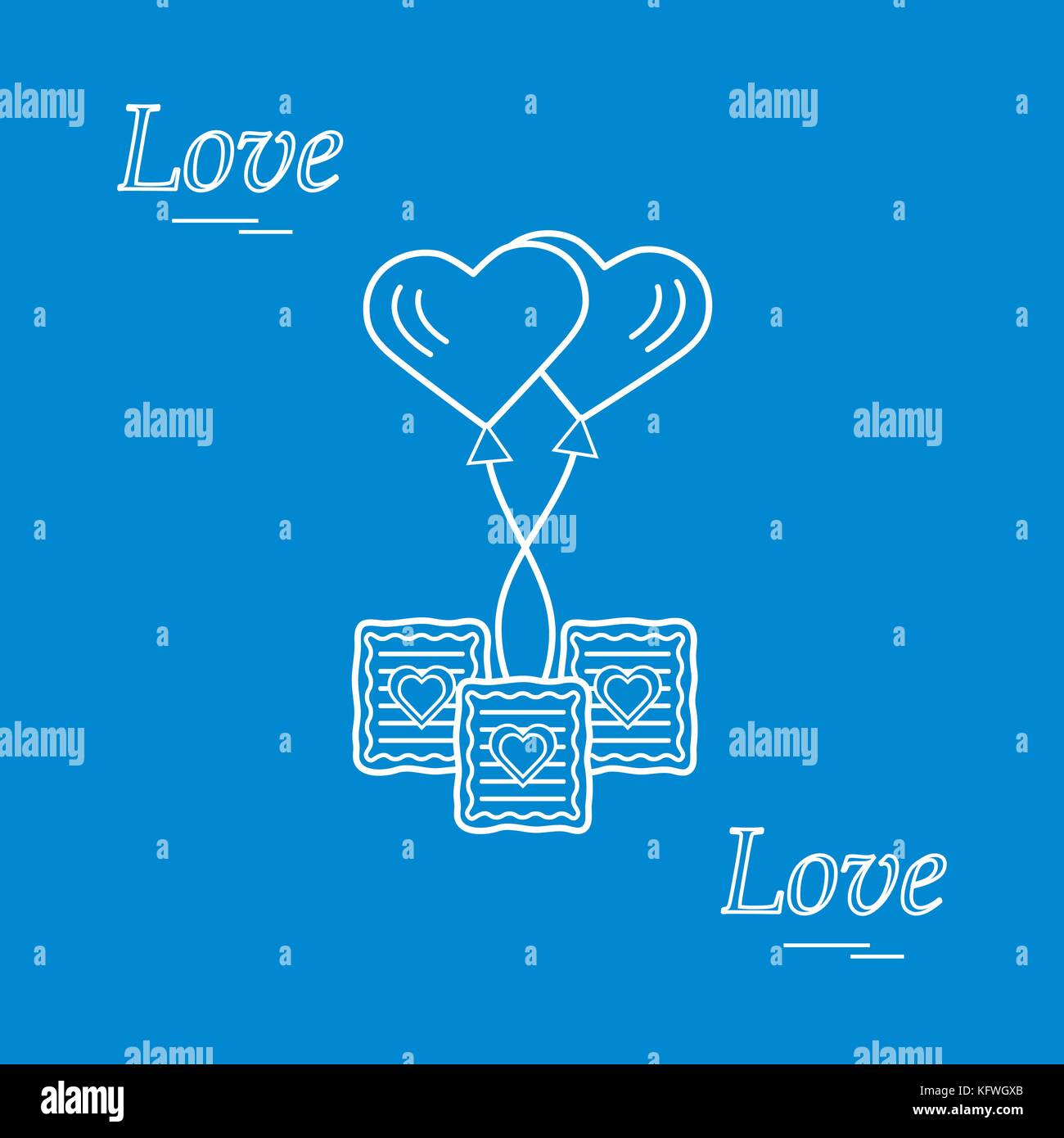 Cute Vector Abbildung: Liebe Symbole: Herz Luftballon Symbol und drei ...