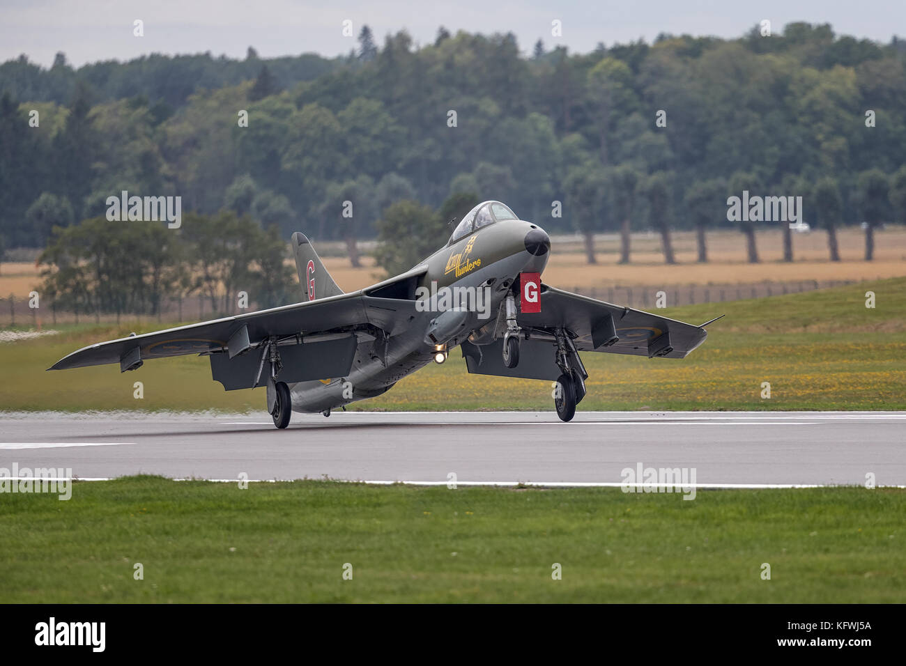 Hawker Hunter Mk 58 Landung in malmen Air Force Base Stockfotografie ...