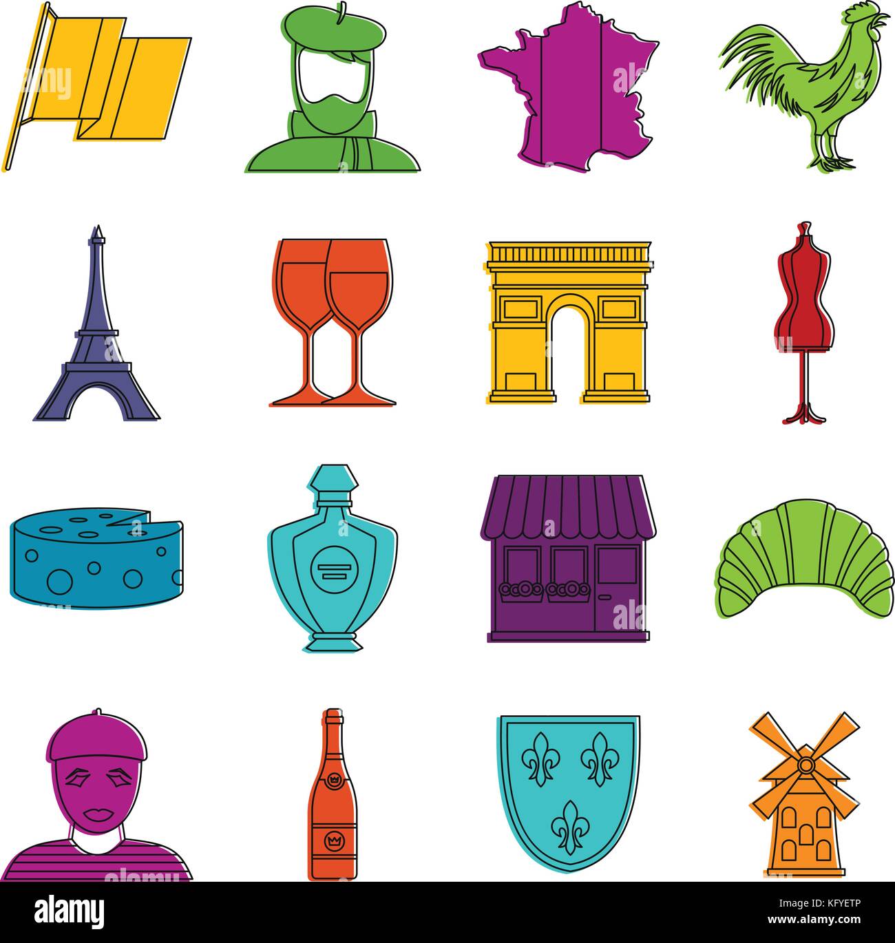 France Doodle Flag Stockfotos und -bilder Kaufen - Alamy