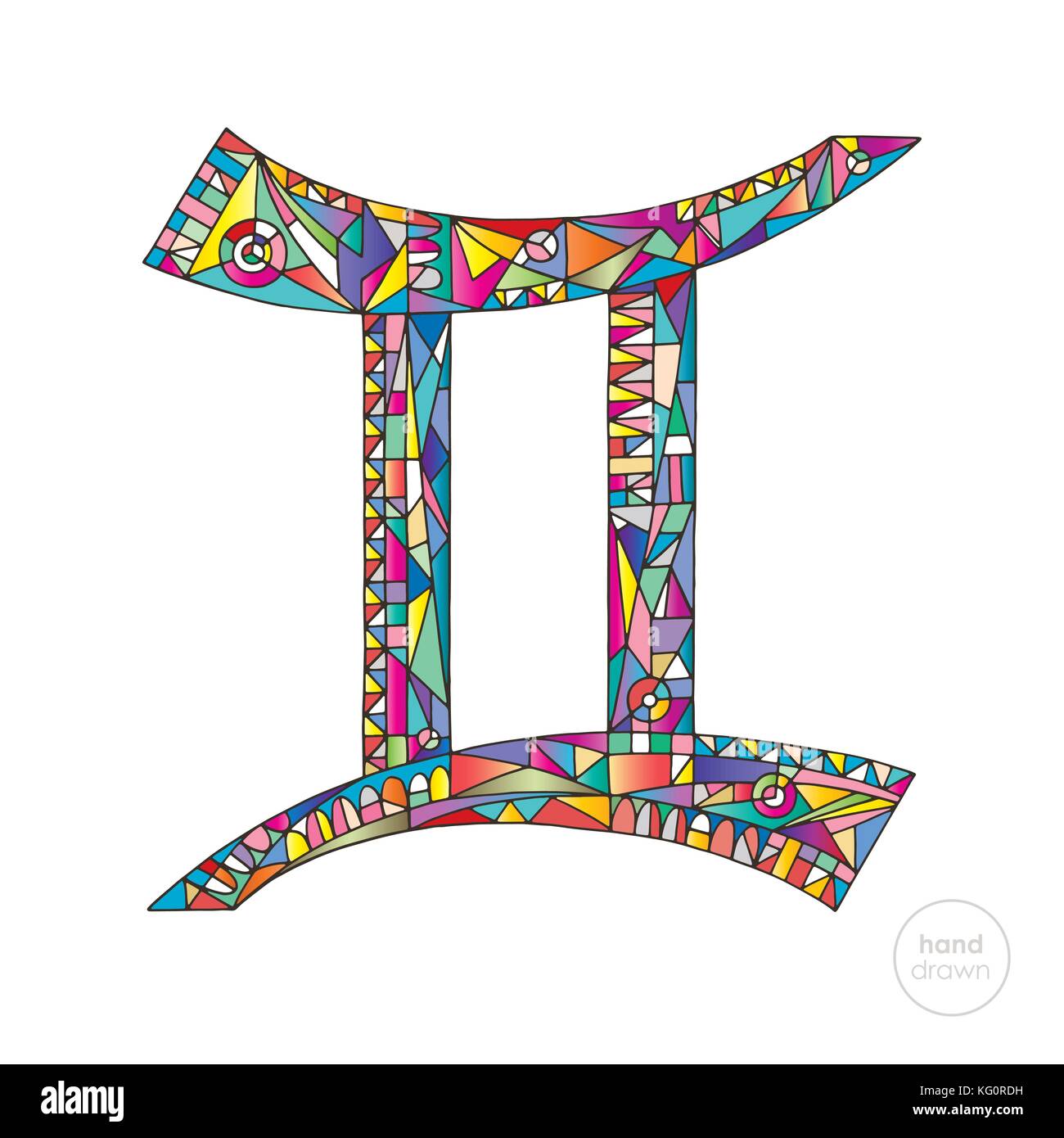Gemini Sternzeichen. Horoskop Vector Illustration. astrologische Hand ...