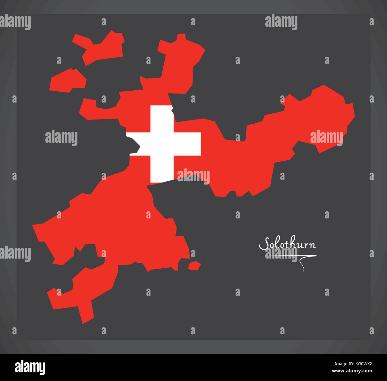 Solothurn Karte der Schweiz mit Schweizer Flagge Abbildung Stock ...