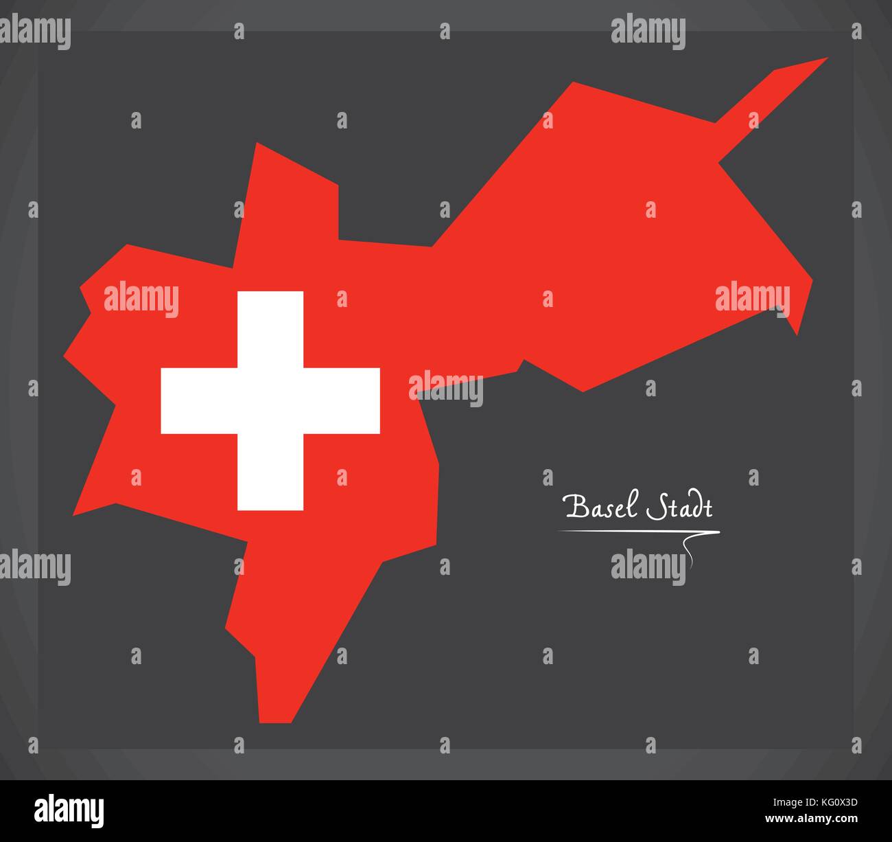 Basel Stadt Karte der Schweiz mit Schweizer Flagge Abbildung Stock ...