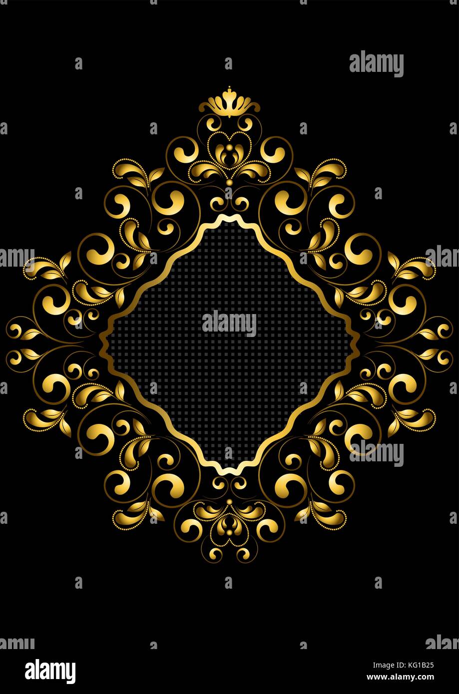 Original goldene Rahmen mit Perlen locken und Blätter auf einem ...